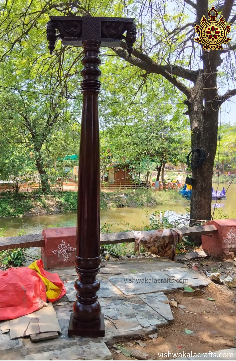 Indian Wood Carved Pillar – VishwaKala Crafts